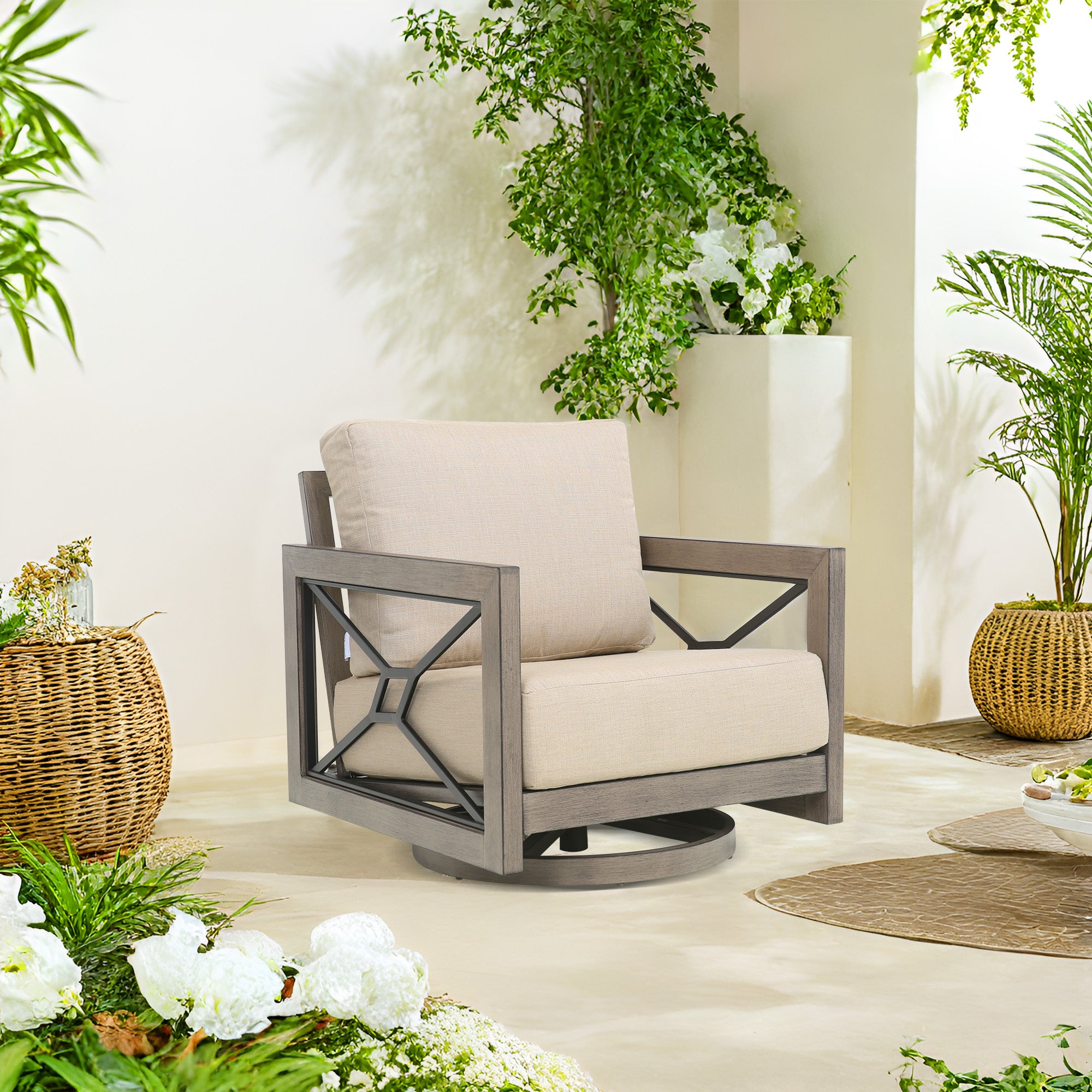 Marindo 3 Pieces Outdoor/Indoor Aluminum Bistro Set with Club Chairs ...