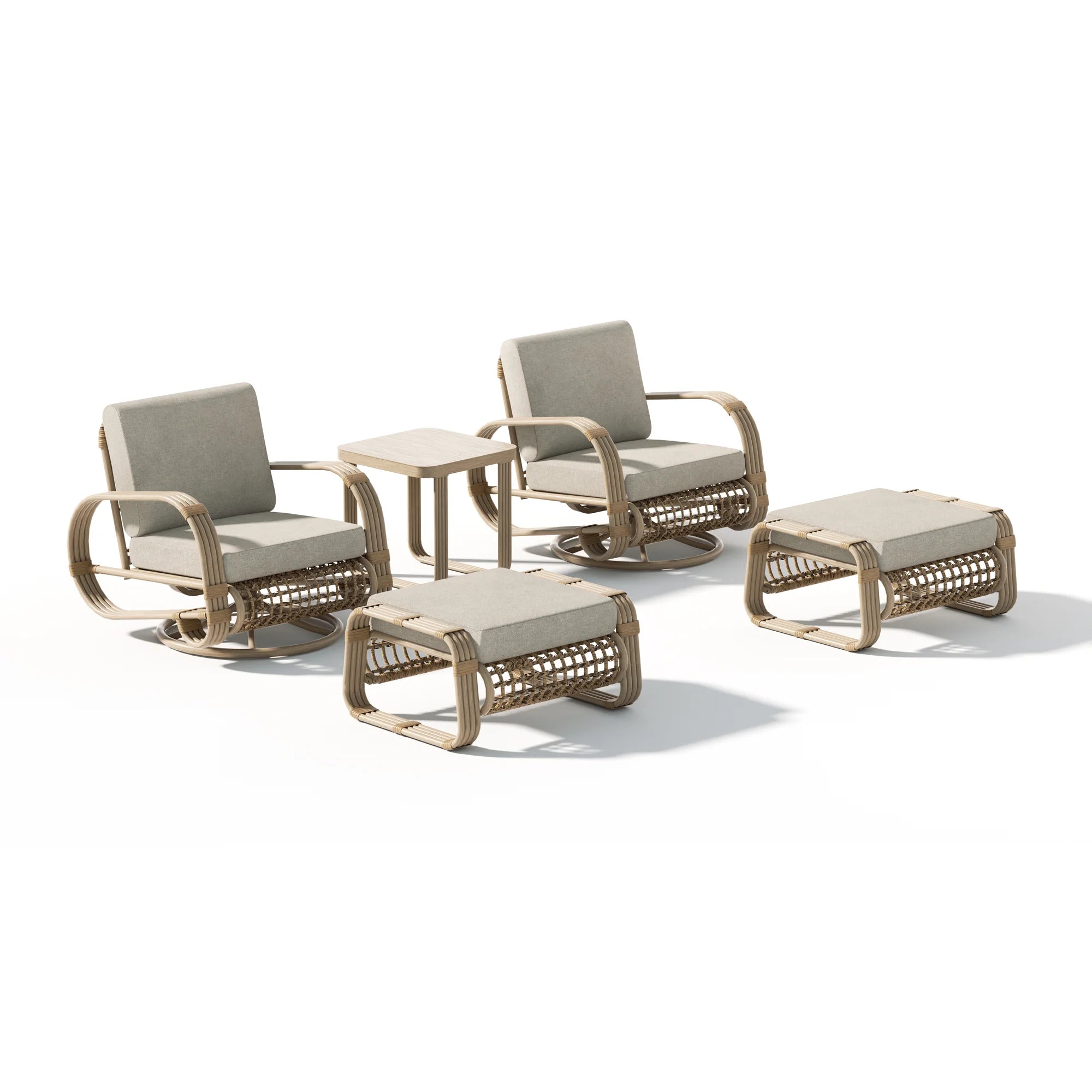 Arsterie 5 Pieces Aluminum Patio Conversation Set With Swivel Chairs A ...