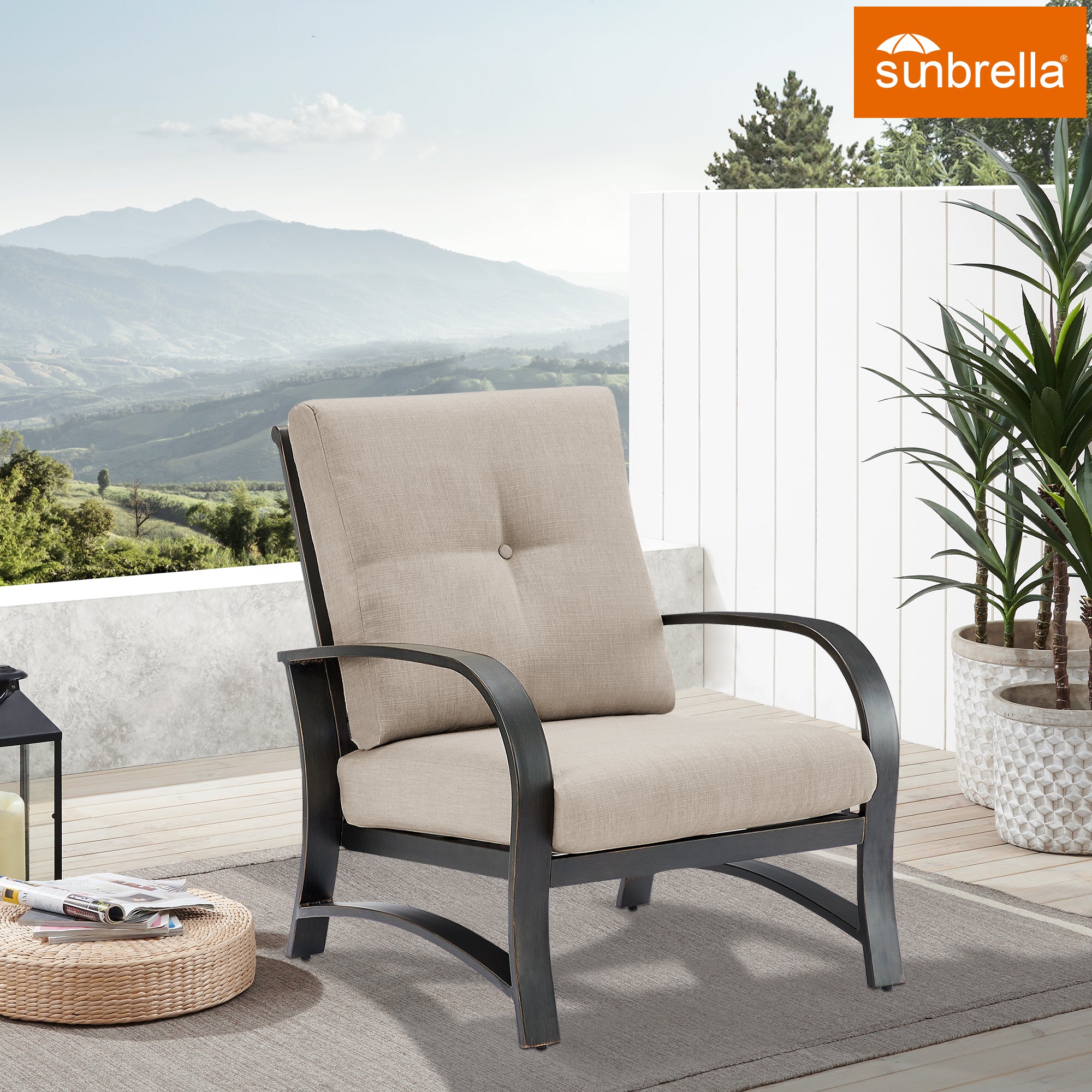 Chamber Patio Aluminum Club Chair with Sunbrella Cushions PeakHome Furnishings