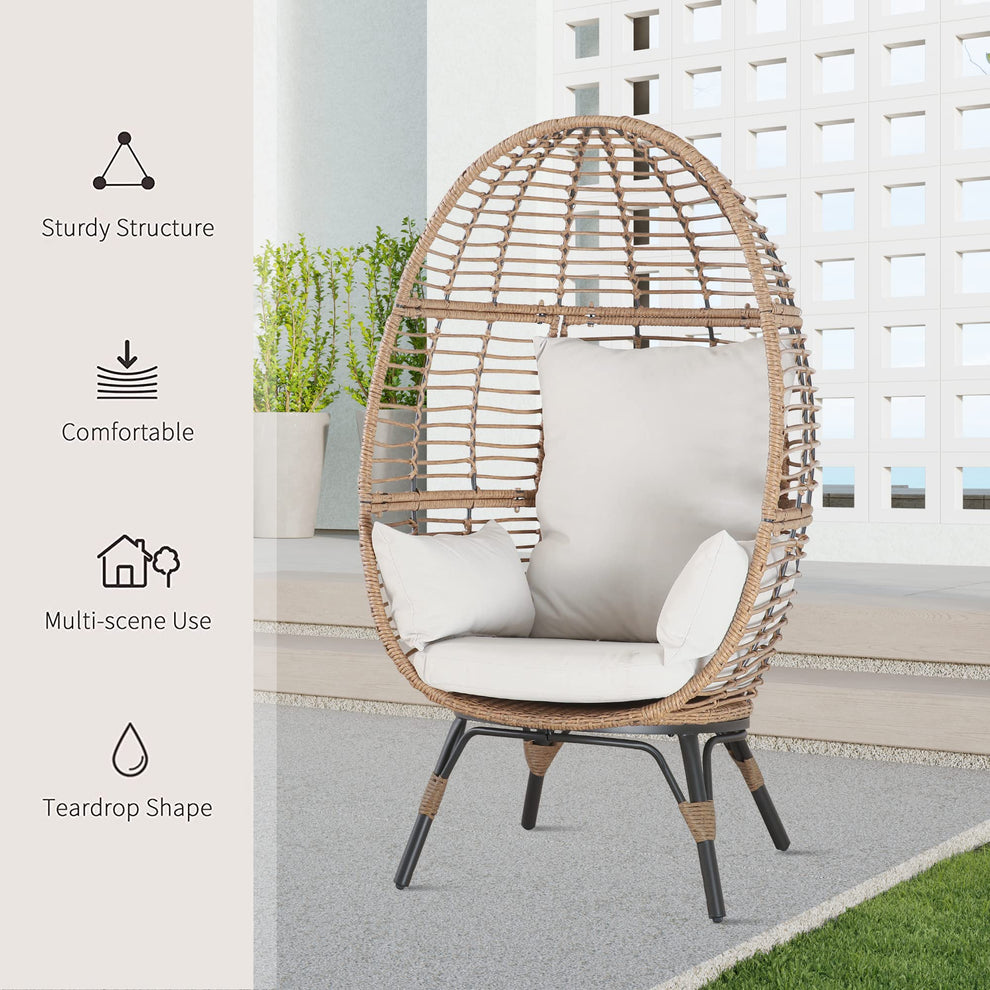 Peakhome Furnishings Wicker Egg Basket Lounge Chair for Patio, Backyar ...